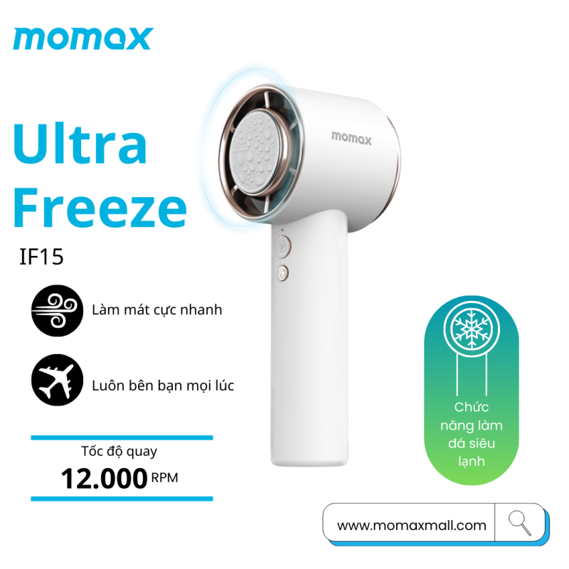Quạt cầm tay Momax IF15 Ultra Freeze Portable Icy Cooling Fan (12000RPM ...